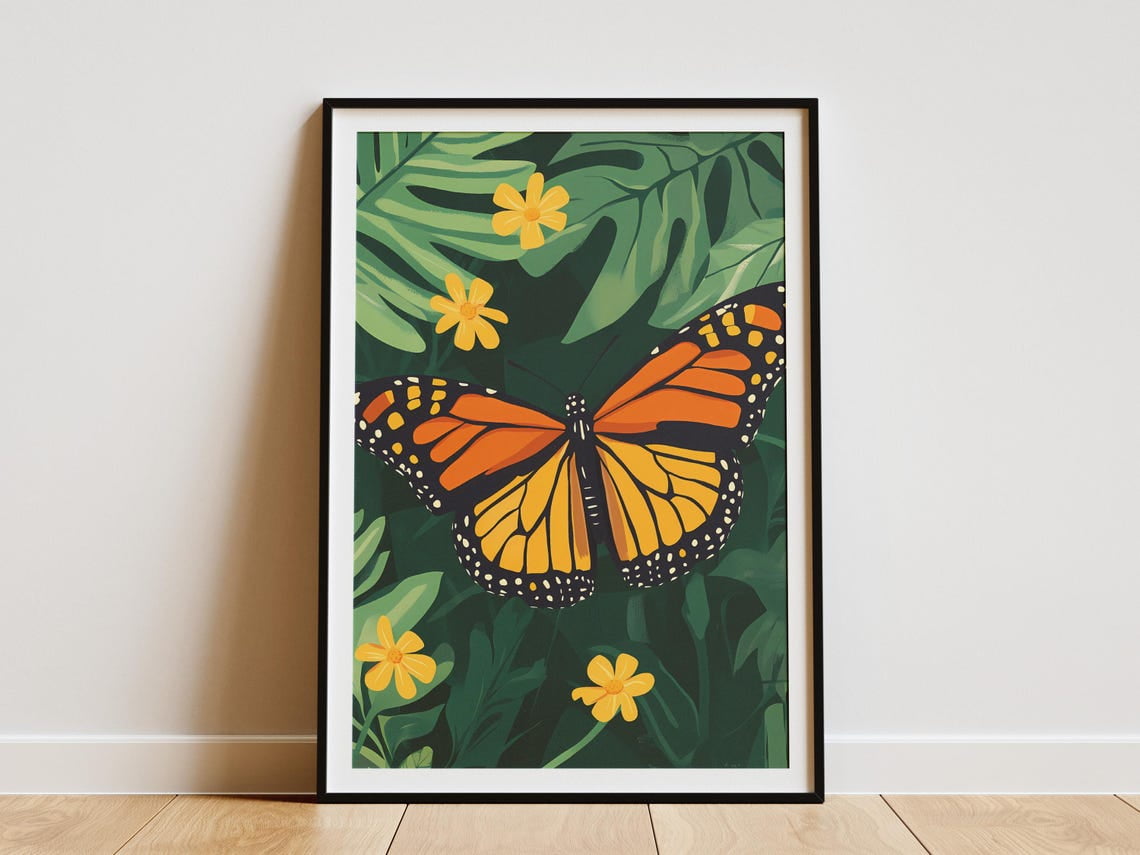 Modroom Monarch Butterfly Poster Mexico Butterfly Print Botanical ...