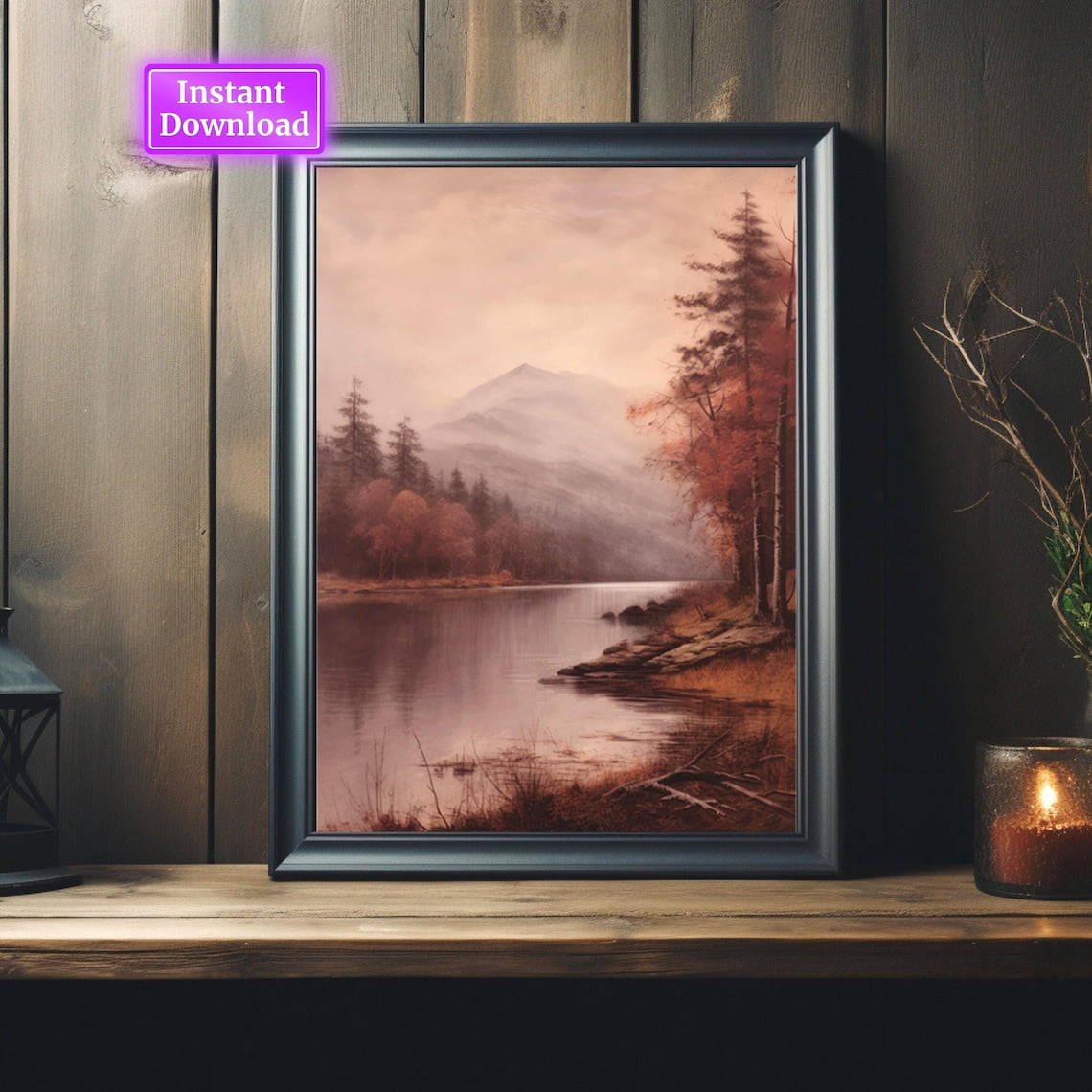 Modroom Moody Autumn Lake Rustic Fall Decor Print Moody Decor Fall Wall ...