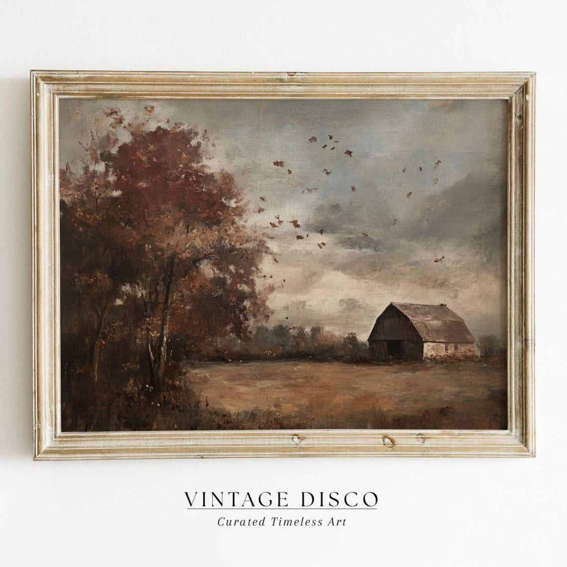 Modroom Moody Pastoral Barn Fall Landscape Print Rustic Fall Farmhouse ...