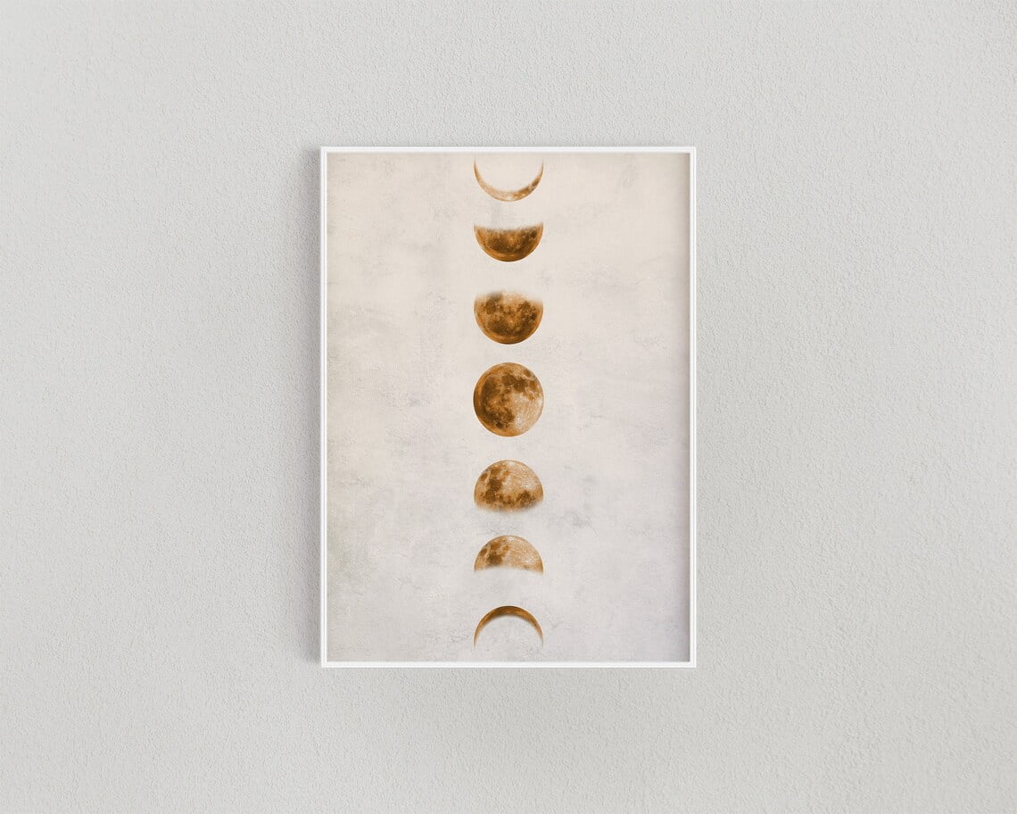 Modroom Moon Phases, Lunar Wall Print, La Luna Abstract Art, Crescent ...
