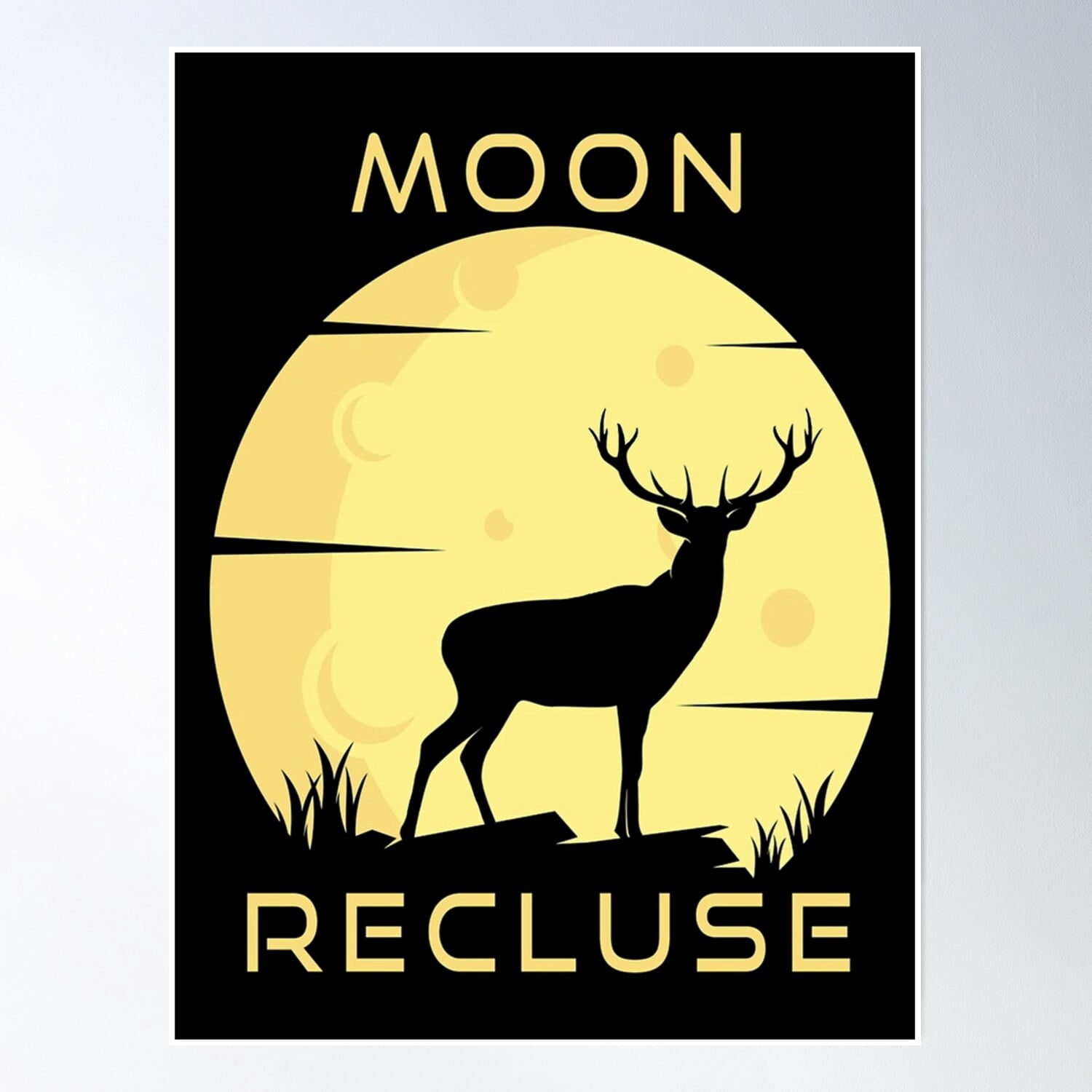 Modroom Moon Recluse - Deer On The Moon Poster Wall Art, Modern Wall ...