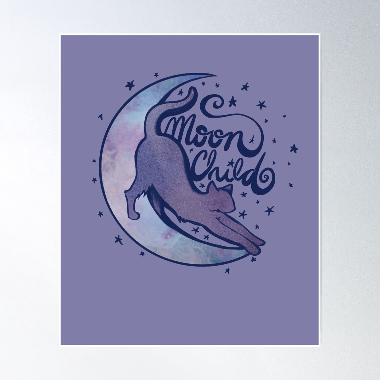 Modroom Moonchild Cat Moon Poster Wall Art, Modern Wall Decor, 12x18 ...
