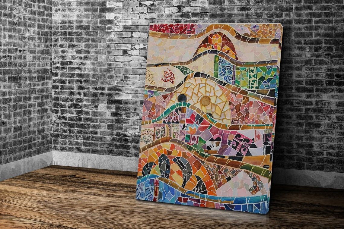 Modroom Mosaic Abstract Poster Wall Art, Modern Expressionism Poster ...