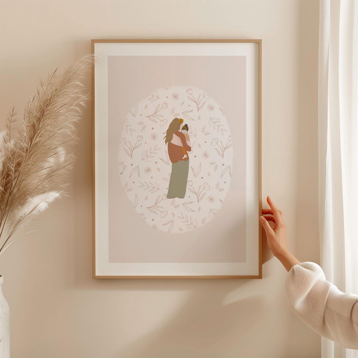 Modroom Mother Daughter Wall Art, Floral Boho, Motherhood Art Print ...