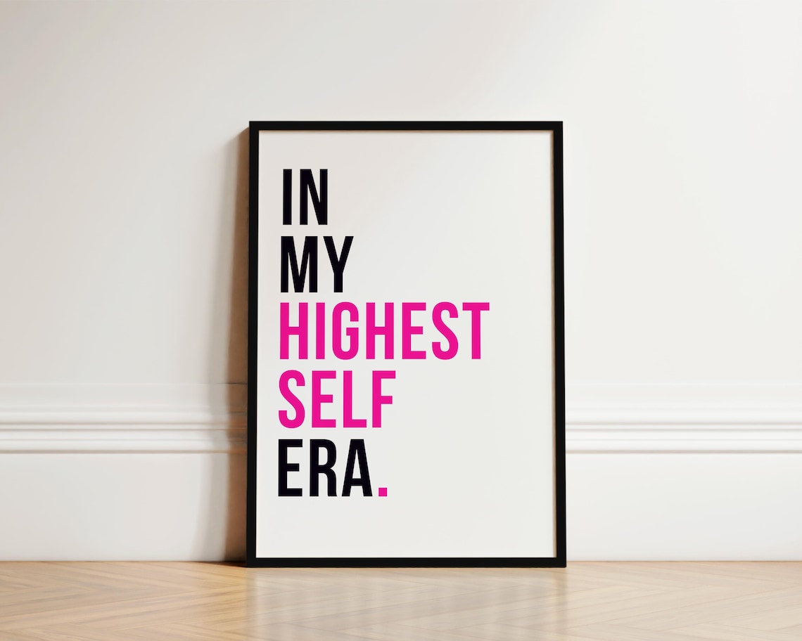 Modroom Motivational Wall Art, In My Highest Self Era, Pink ...