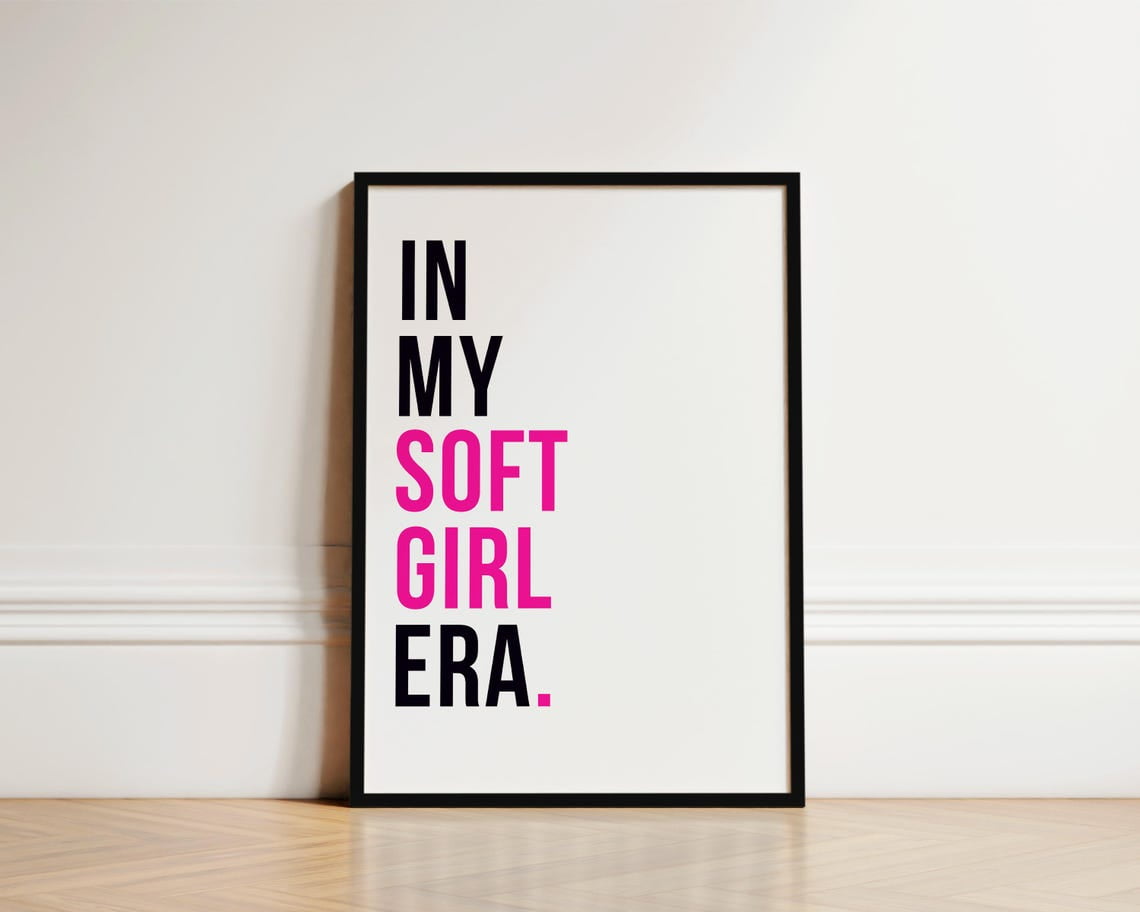 Modroom Motivational Wall Art, In My Soft Girl Era, Pink Inspirational ...