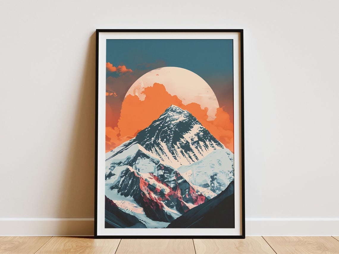 Modroom Mount Everest Mid Century Modern Art Nepalchina Mountain Poster ...