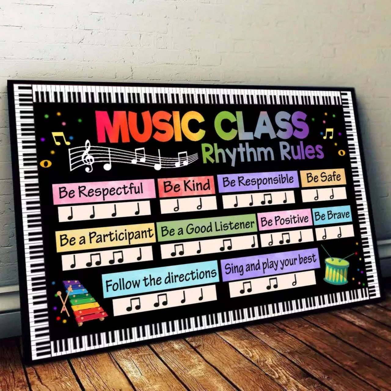 Modroom Music Classroom Rhythm Rules Music Teacher Wall Art, Modern ...