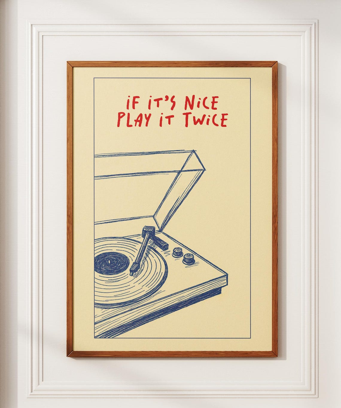 Modroom Music Wall Art Play It Twice Record Player Poster Retro Groovy ...