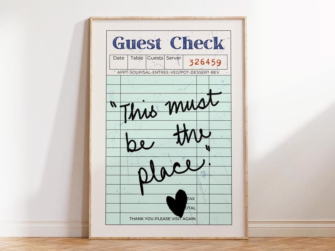 Modroom This Must Be The Place Print Guest Check Wall Art Retro Trendy ...