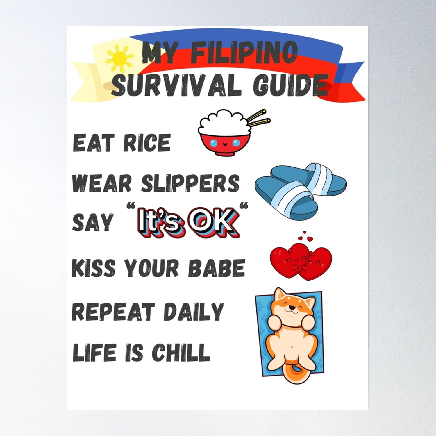 Modroom My Filipino Survival Guide Poster Wall Art, Modern Wall Decor ...