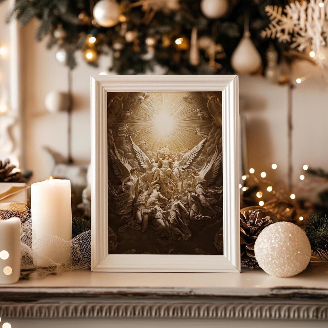 Modroom Nativity Wall Art, Jesus Christ And Angel Poster For Christian ...