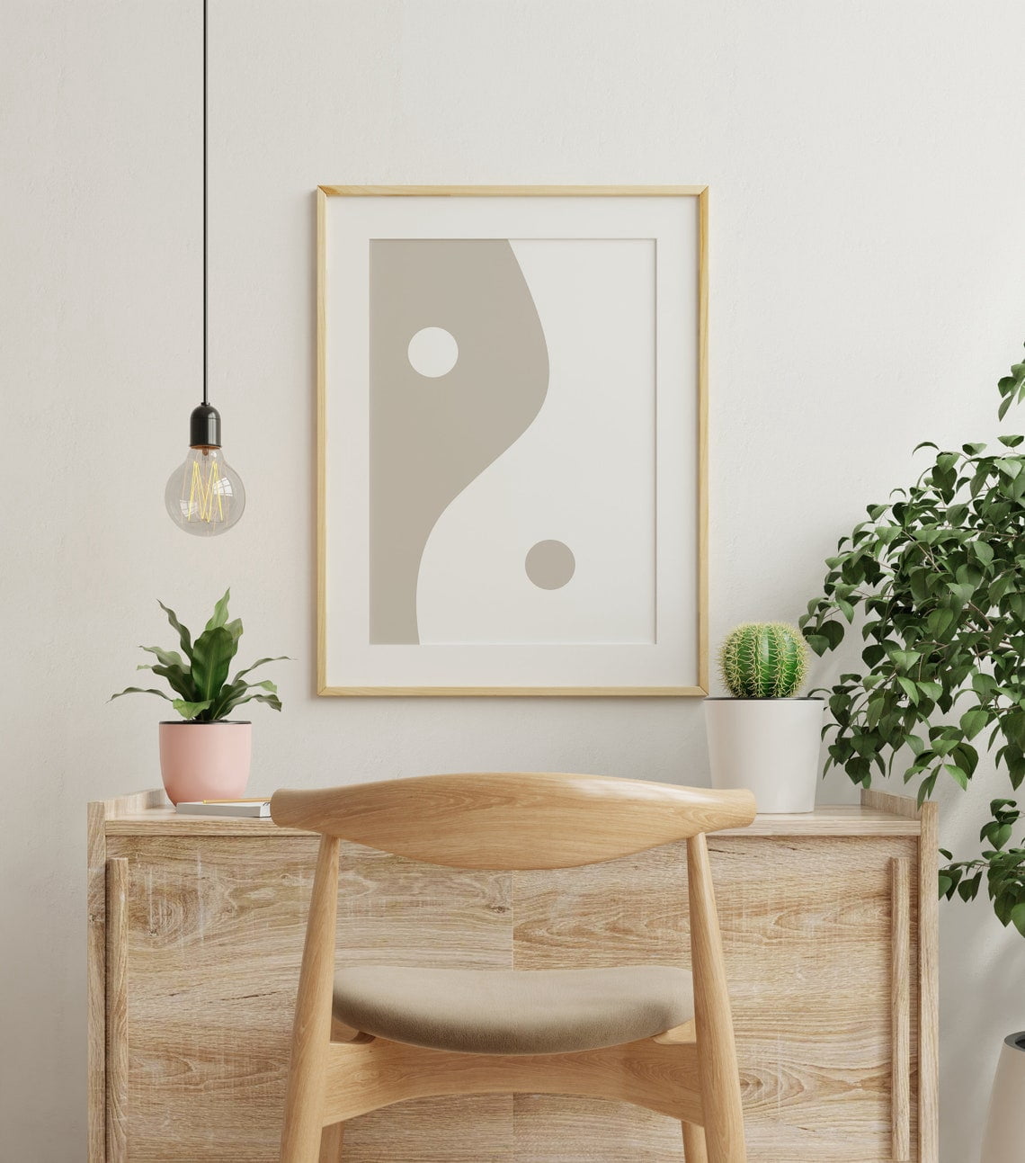 Modroom Natural Organic Yin Yang Decorative Art Print White And Stone ...