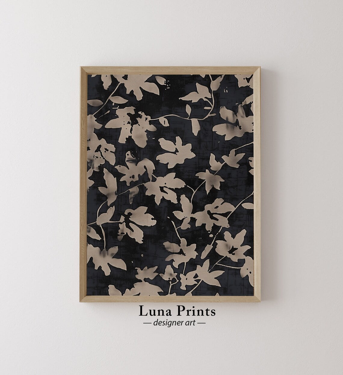Modroom Neutral Abstract Floral Block Pattern Vintage Wall Art Print ...