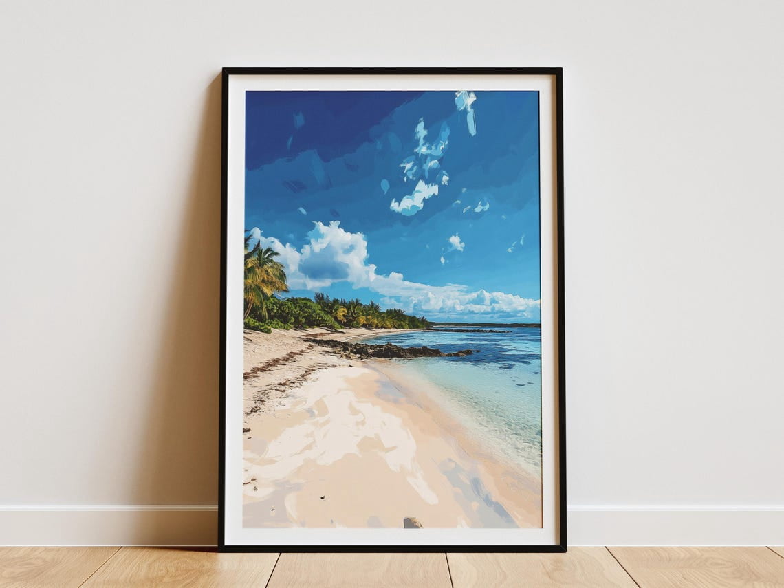 Modroom New Caledonia Beach Poster Travel Poster Beach Wall Art Print ...