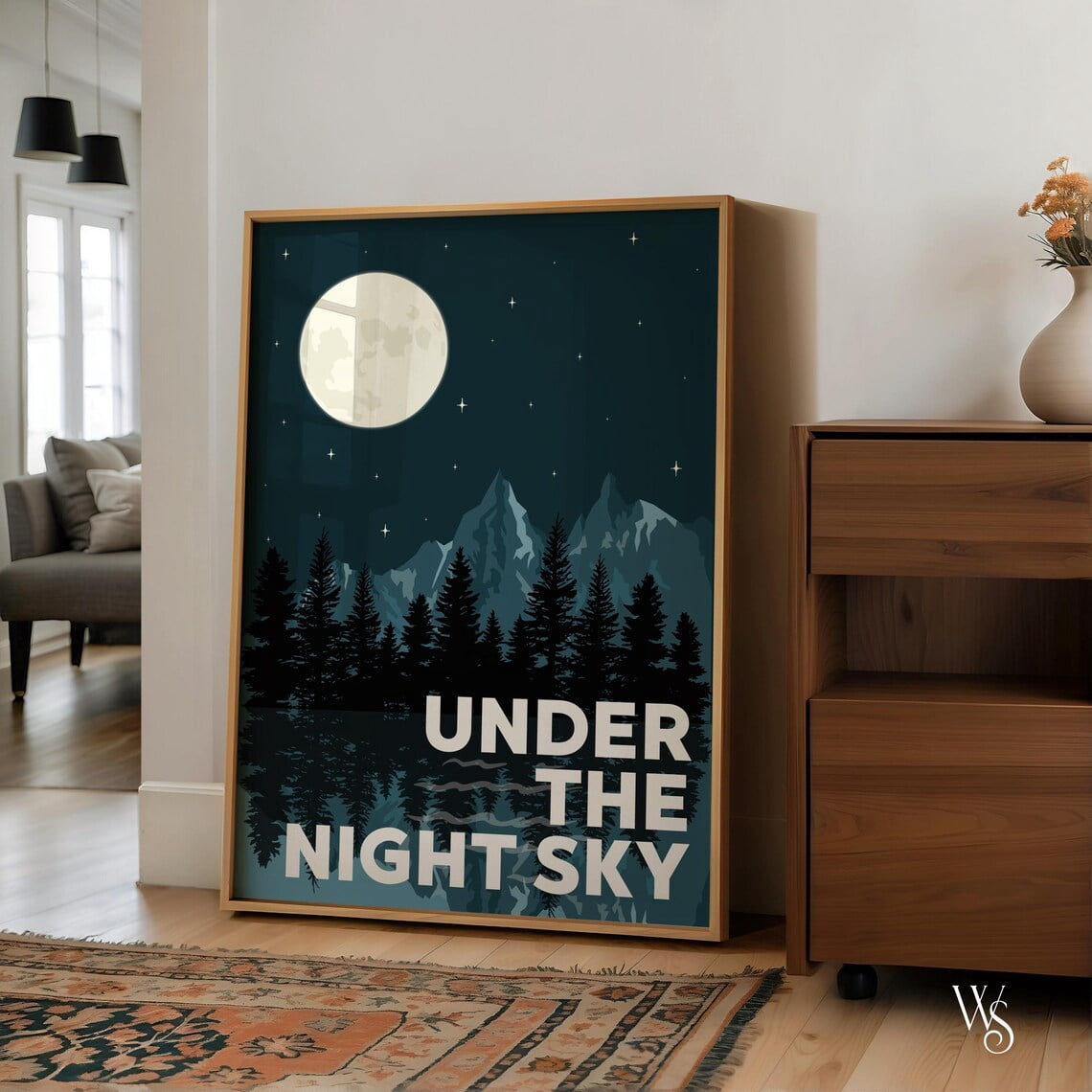 Modroom Under The Night Sky Poster | Retro Nature Wall Art | Outdoors ...
