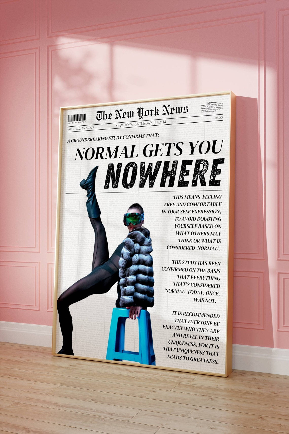 Modroom Normal Gets You Nowhere Newspaper Headline Poster, Quote Poster ...