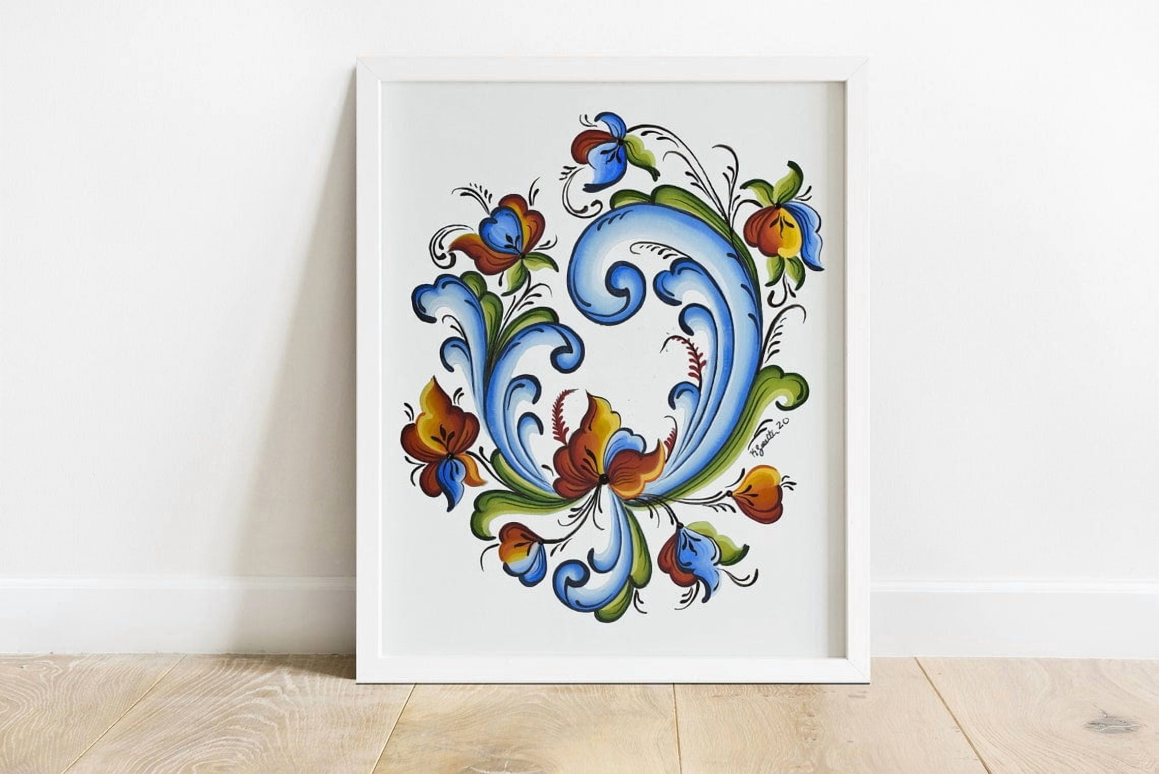 Modroom Norwegian Telemark Rosemaling Art Print | Rosemaling | Folk Art ...