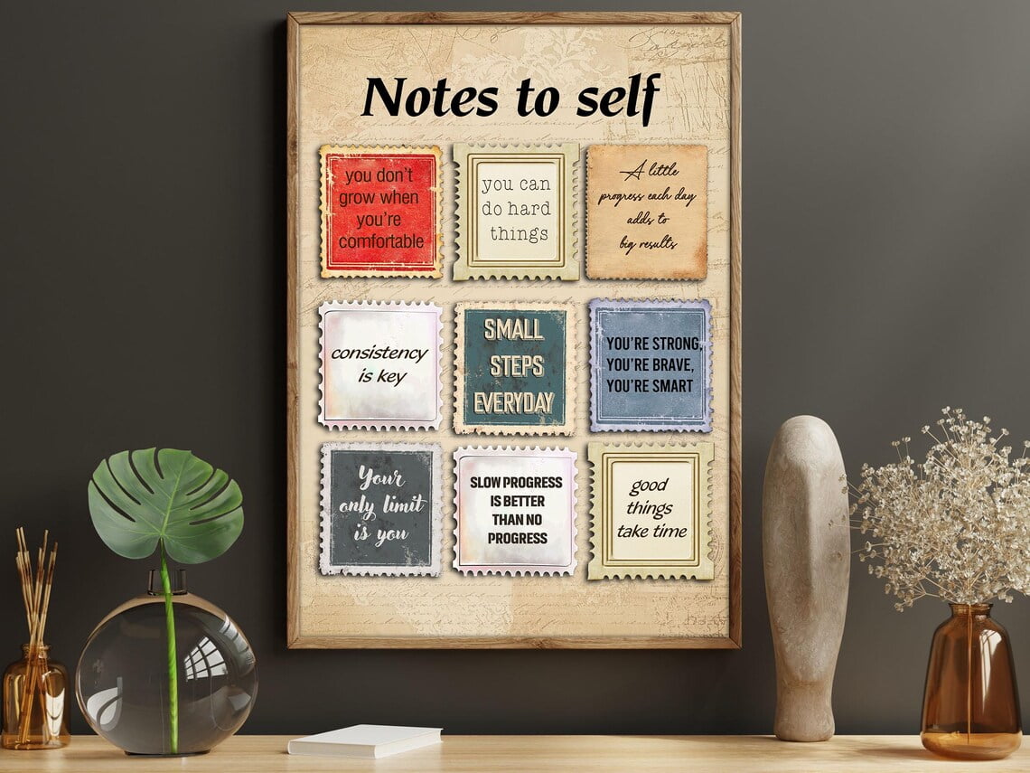 Modroom Notes to Self Poster, Motivational Wall Art, Positive Reminder ...