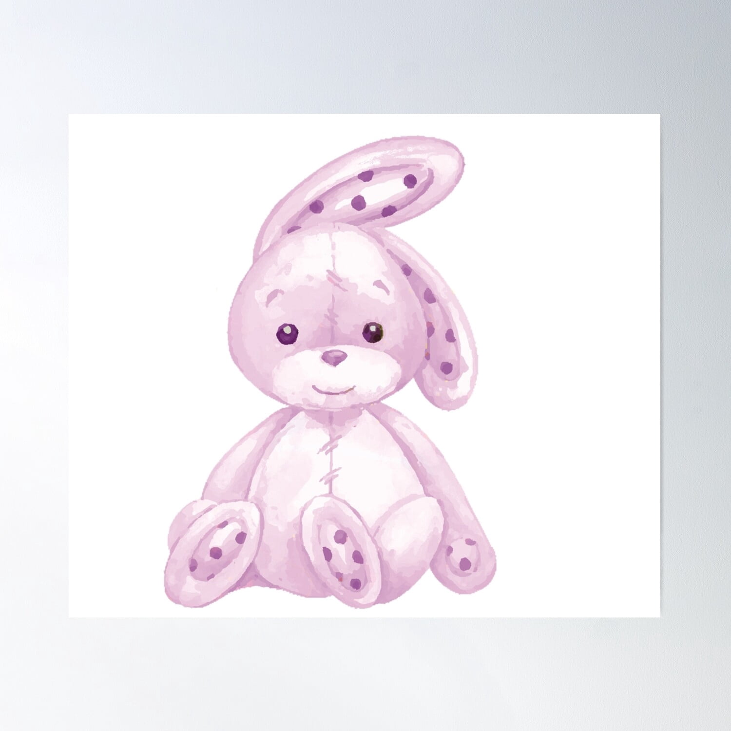 Modroom Nursery Rabbit In Pink And Lilac Poster Wall Art, Modern Wall ...