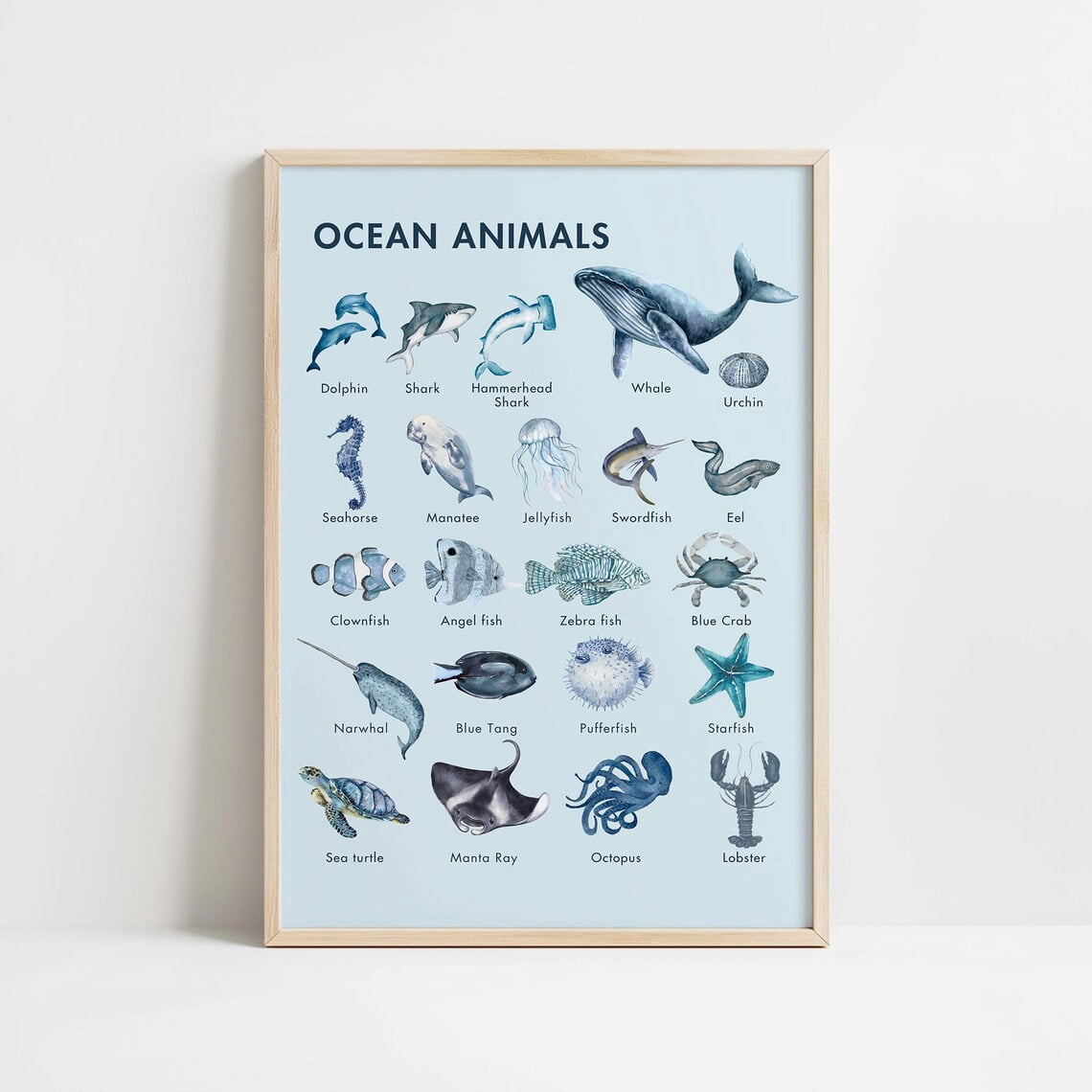 Modroom Ocean Animals Educational Wall Art | Sea Life Poster For Kids ...