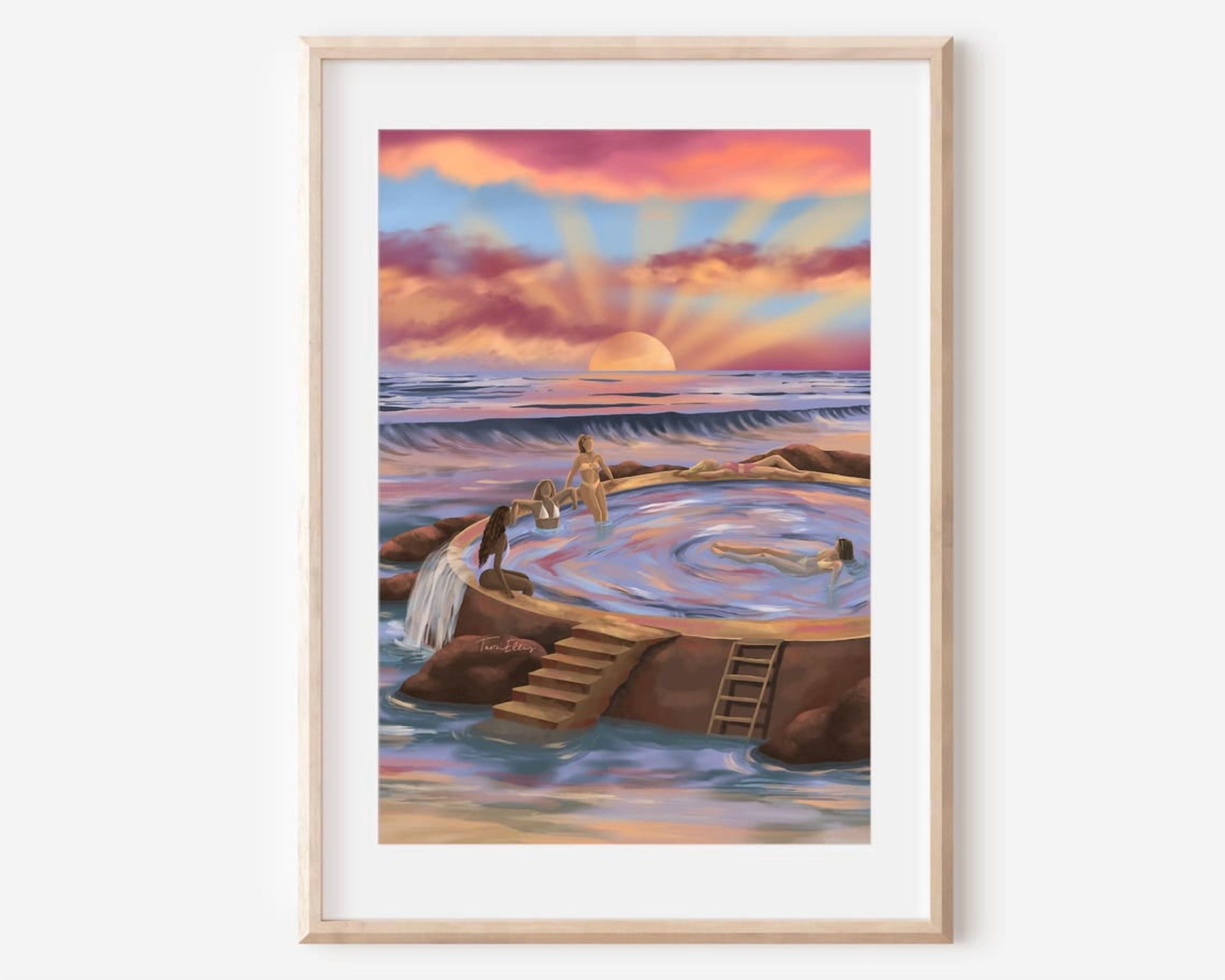 Modroom Ocean Pool Sunset Swimming Friendship Nature Wall Art Print ...