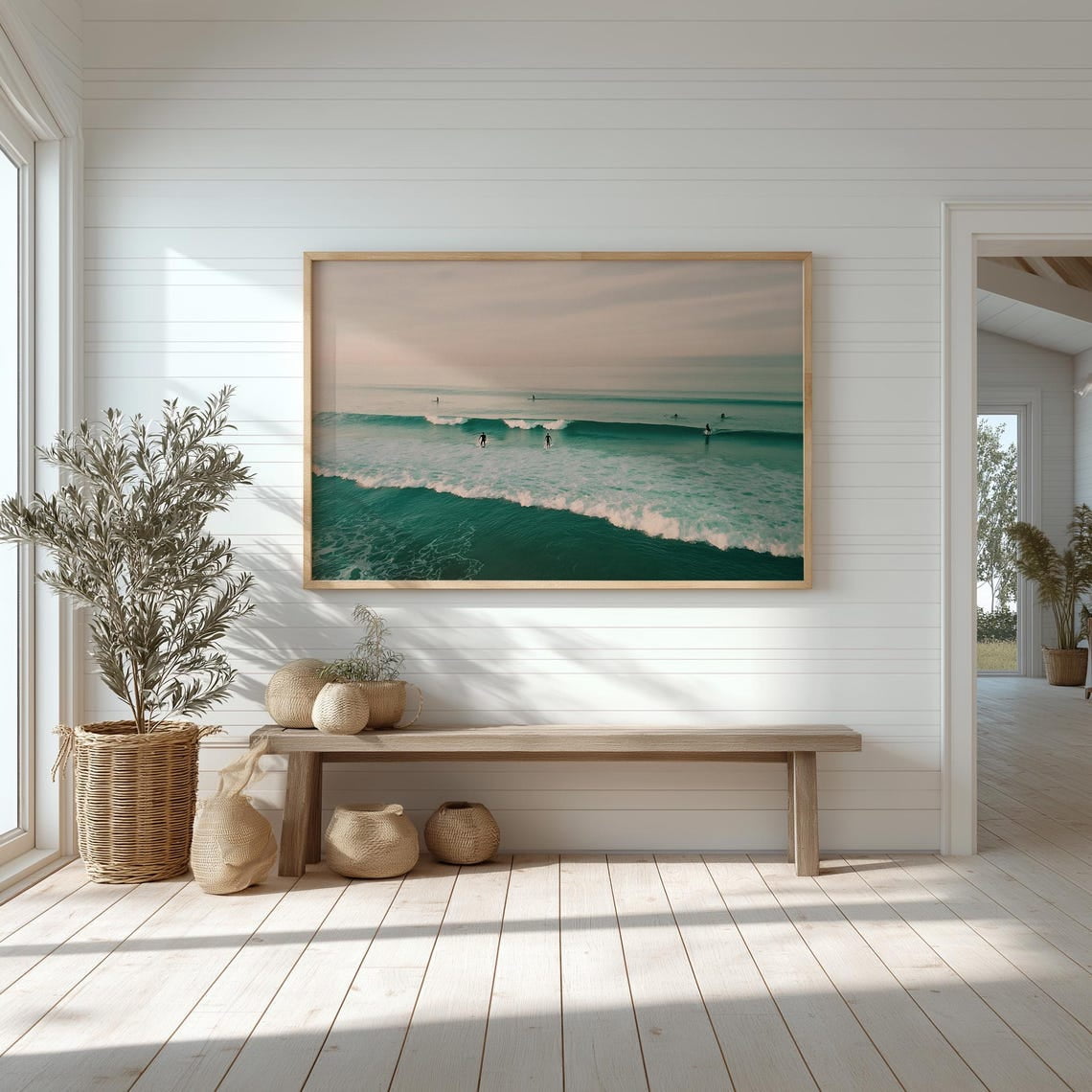 Modroom Ocean Surf Print Vintage Minimalist Beach House Decor Coastal ...