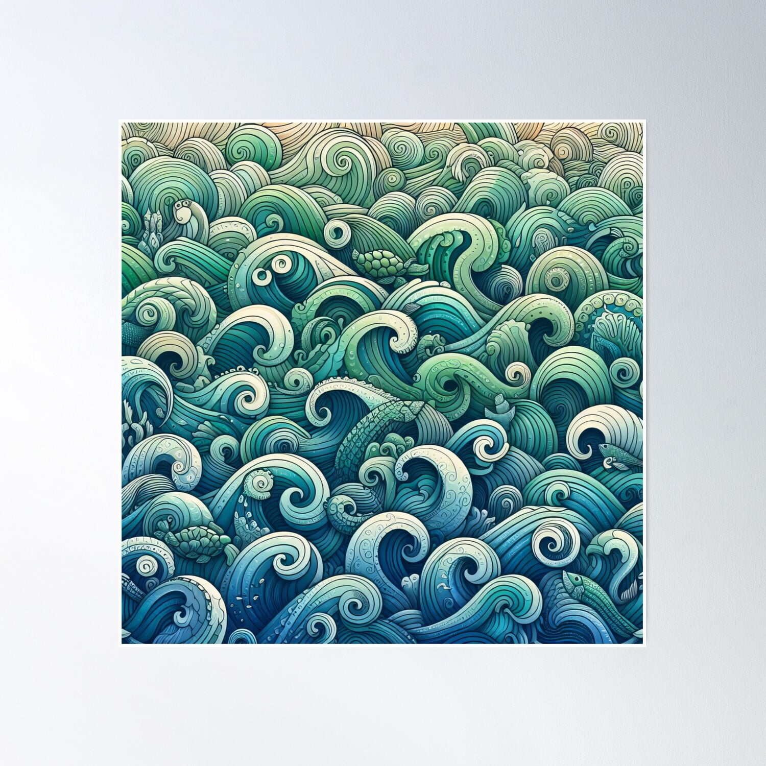 Modroom Oceanic Whorls: Serpentine Waves In Aquatic Hues Dance Poster Wall Art, Modern Wall ...
