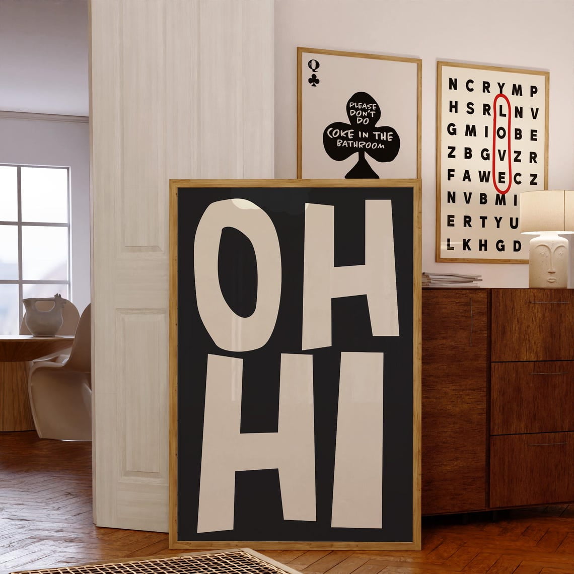 Modroom Oh Hi Poster, Oh Hi Typography Print, 70S Wall Art, Psychedelic ...