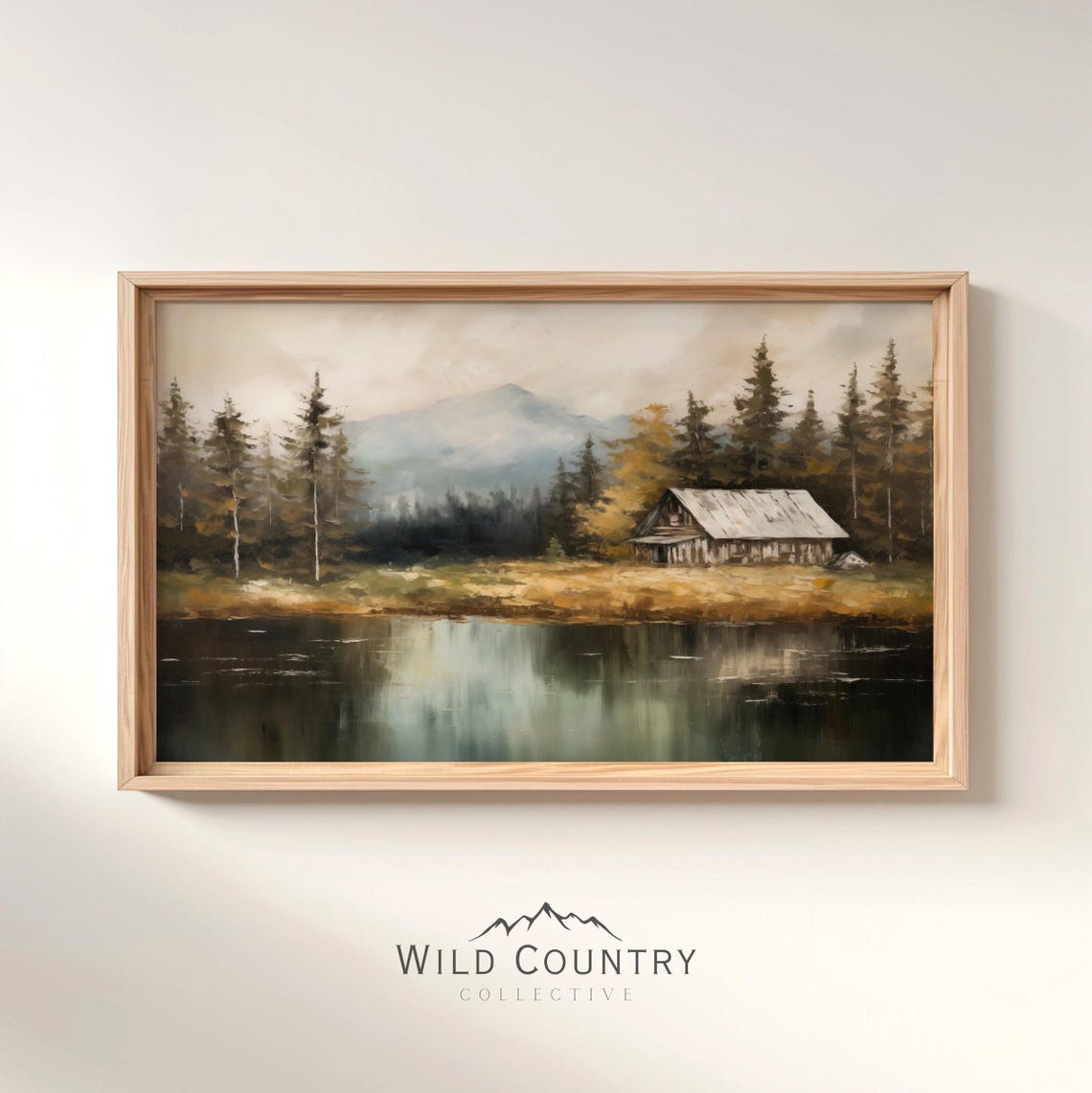 Modroom Old Wood Cabin Poster Print Vintage Lake Landscape Rustic Cabin ...