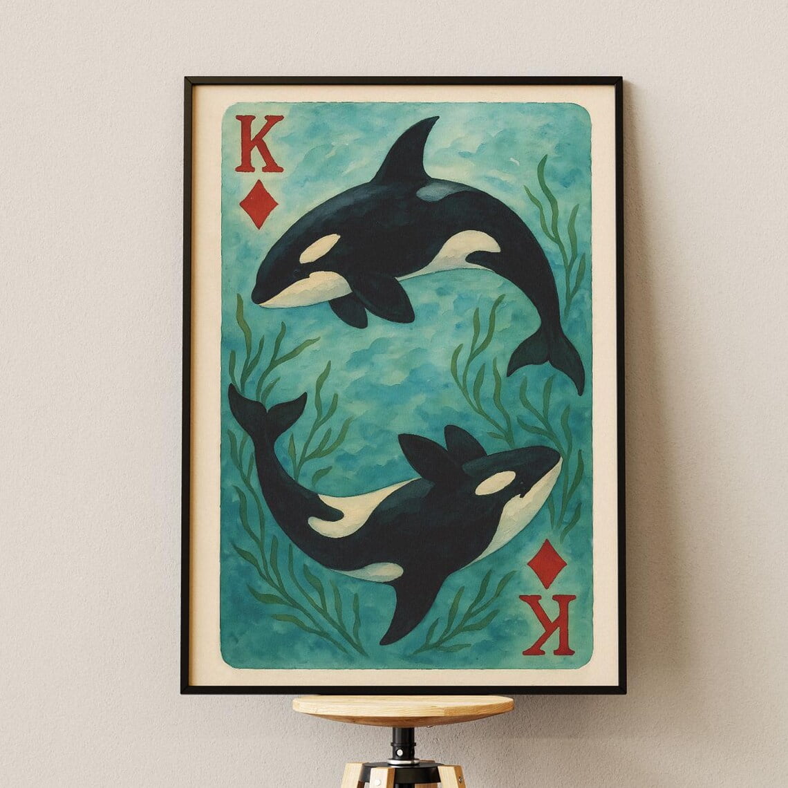 Modroom Orca Whale Playing Card Poster King Of Diamonds Wall Art ...