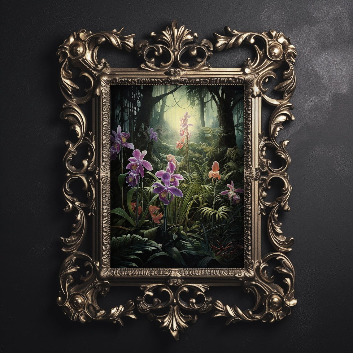 Modroom Orchids in Magical Forest Wall Print Gothic Dark Academia Vintage Poster, 16x24 UNFRAMED ...