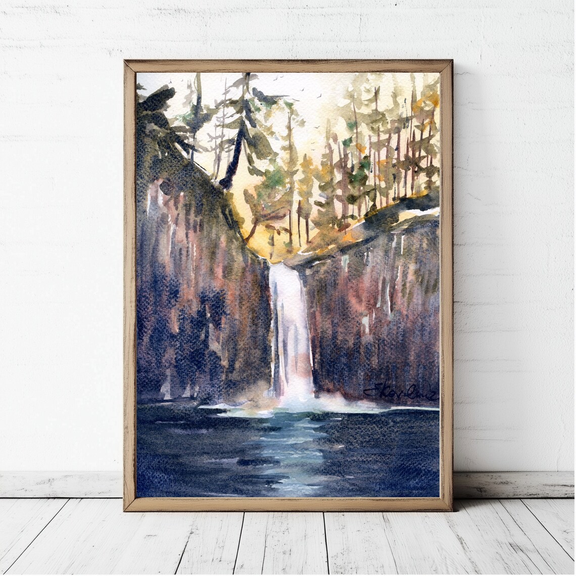Modroom Oregon Art Large Print Oregon Waterfall Abiqua Falls Painting ...