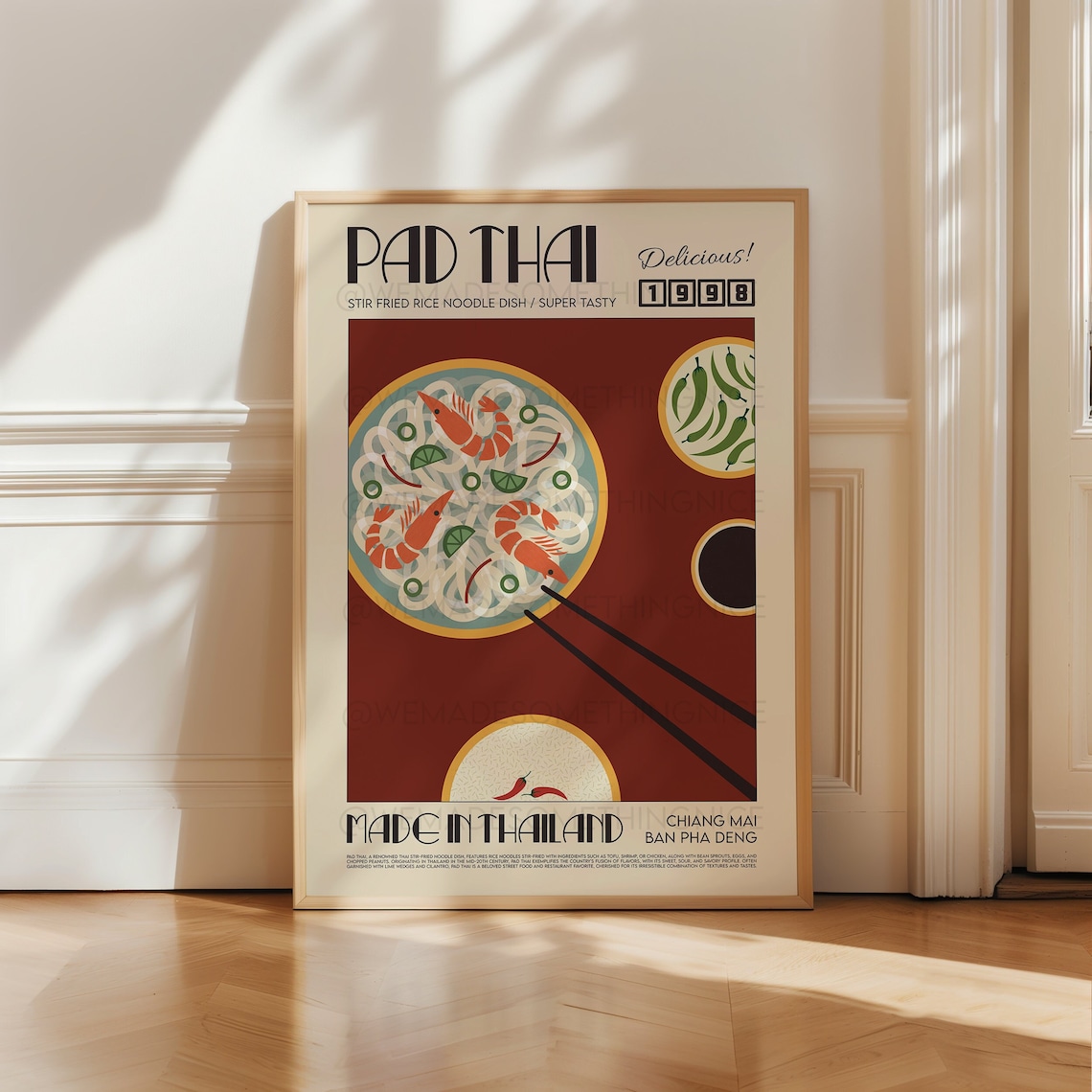 Modroom Pad Thai Poster, Kitchen Poster, Kitchen Print, Food Poster ...