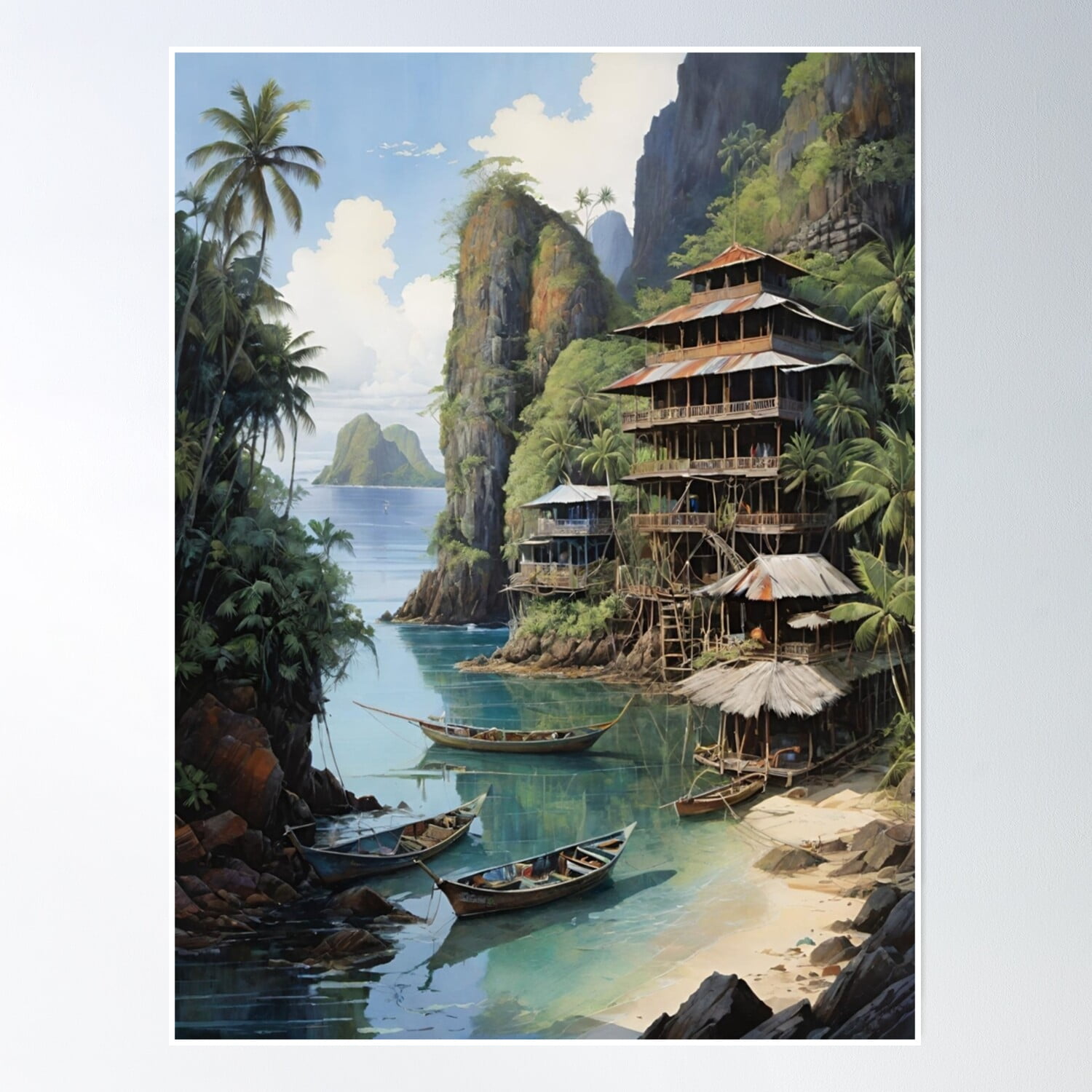 Modroom Palawan’S Coastal Village Poster Wall Art, Modern Wall Decor ...