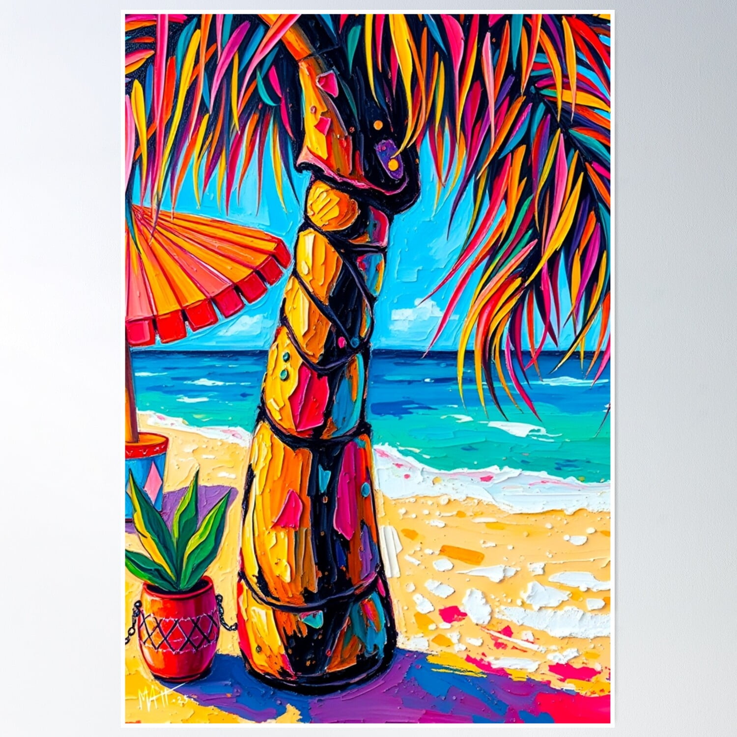 Modroom Palm Tree Beach Poster Wall Art, Modern Wall Decor, 16x24 ...