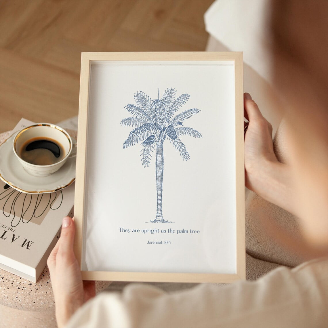 Modroom Palm Tree Bible Verse Poster Coastal Christian Artwork Peaceful ...