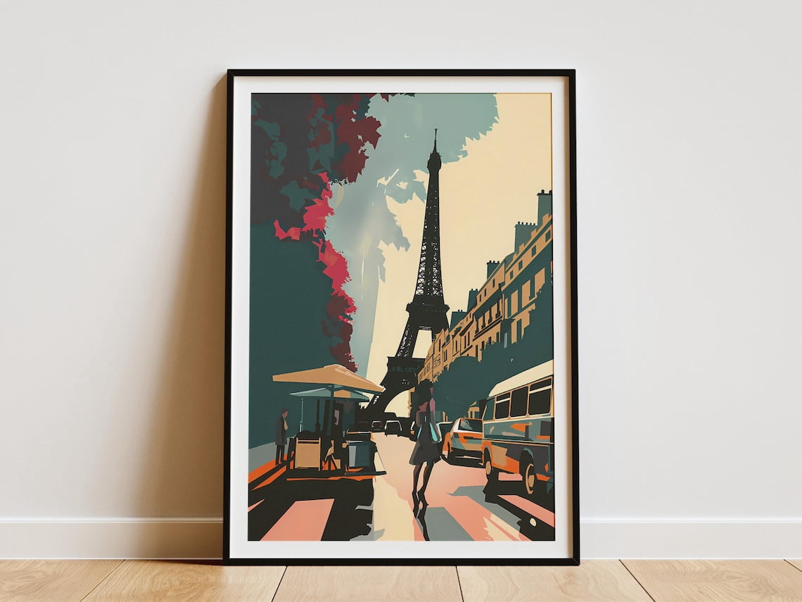 Modroom Paris Poster Eiffel Tower Poster France Cityscape Art Modern ...