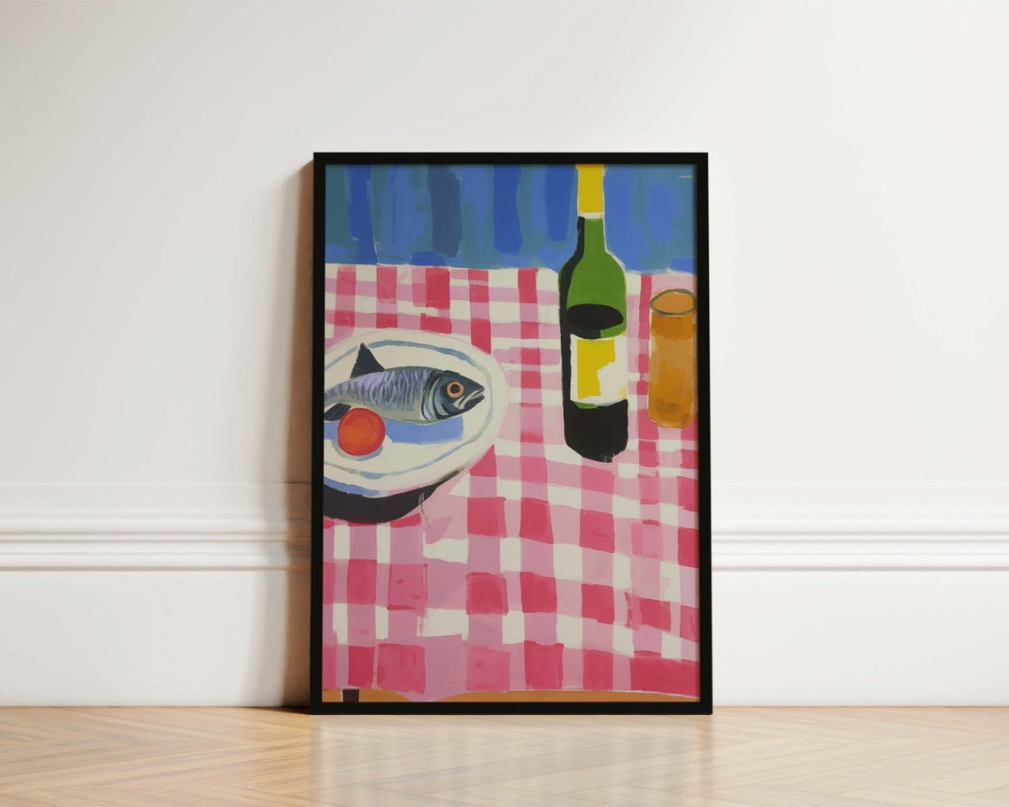 Modroom Parisian Picnic Kitchen Print, Wine Print, Kitchen Poster ...