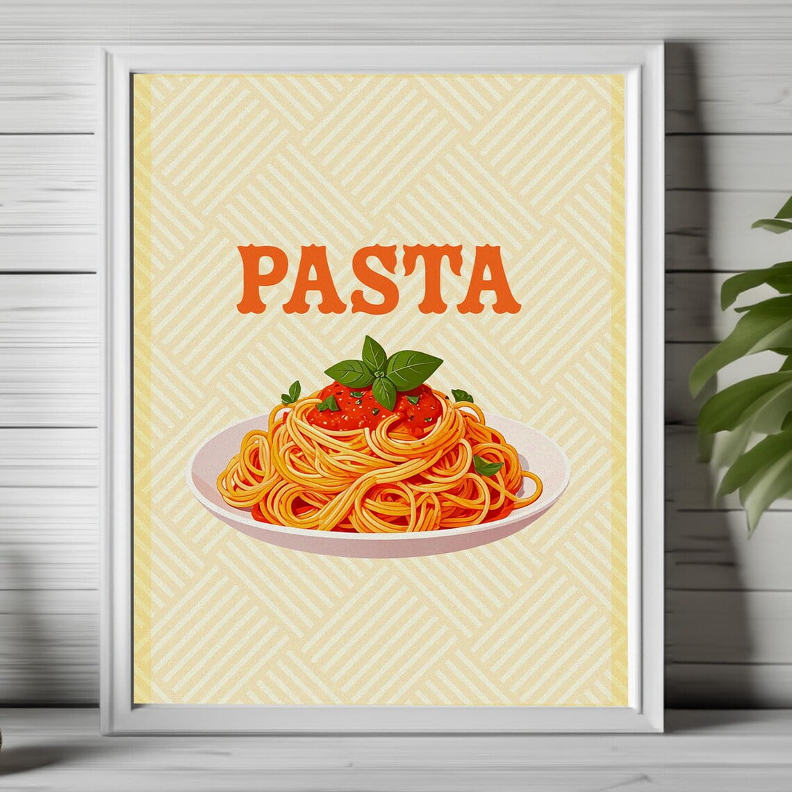 Modroom Pasta Wall Art For Kitchen, Foodie Art Print, Retro Pasta ...