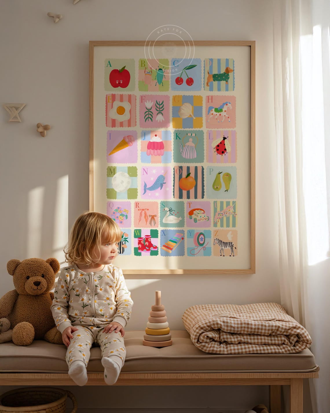 Modroom Pastel Alphabet Poster Colorful A–Z Nursery Wall Art Rainbow ...