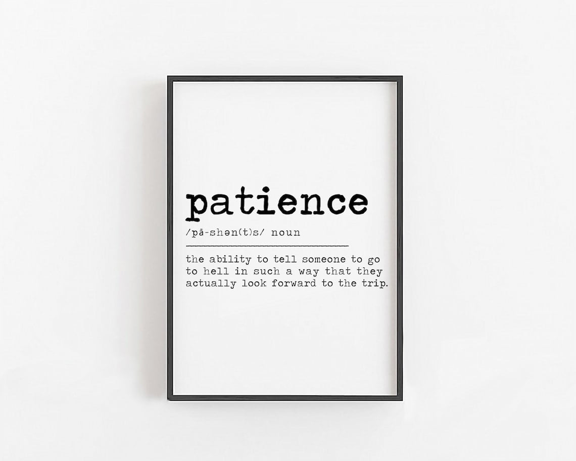 Modroom Patience Definition Poster – Inspirational Wall Art Print with ...