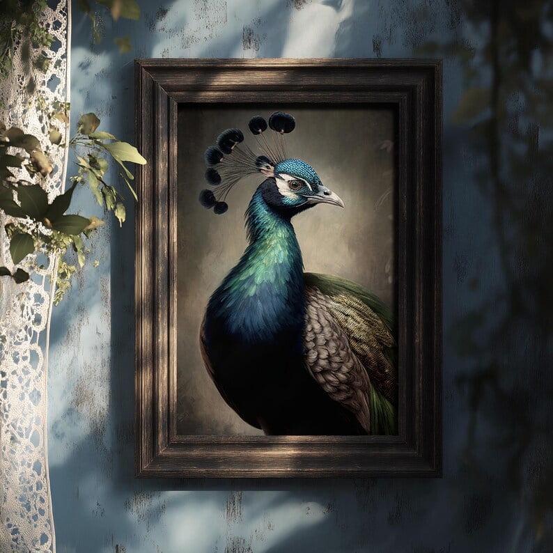 Modroom Peacock Poster Victorian Farmhouse Cottagecore Vintage Wall Art ...