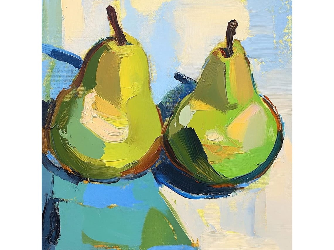 Modroom Pear Art Print Fruit Print Kitchen Naive Style Painting By ...