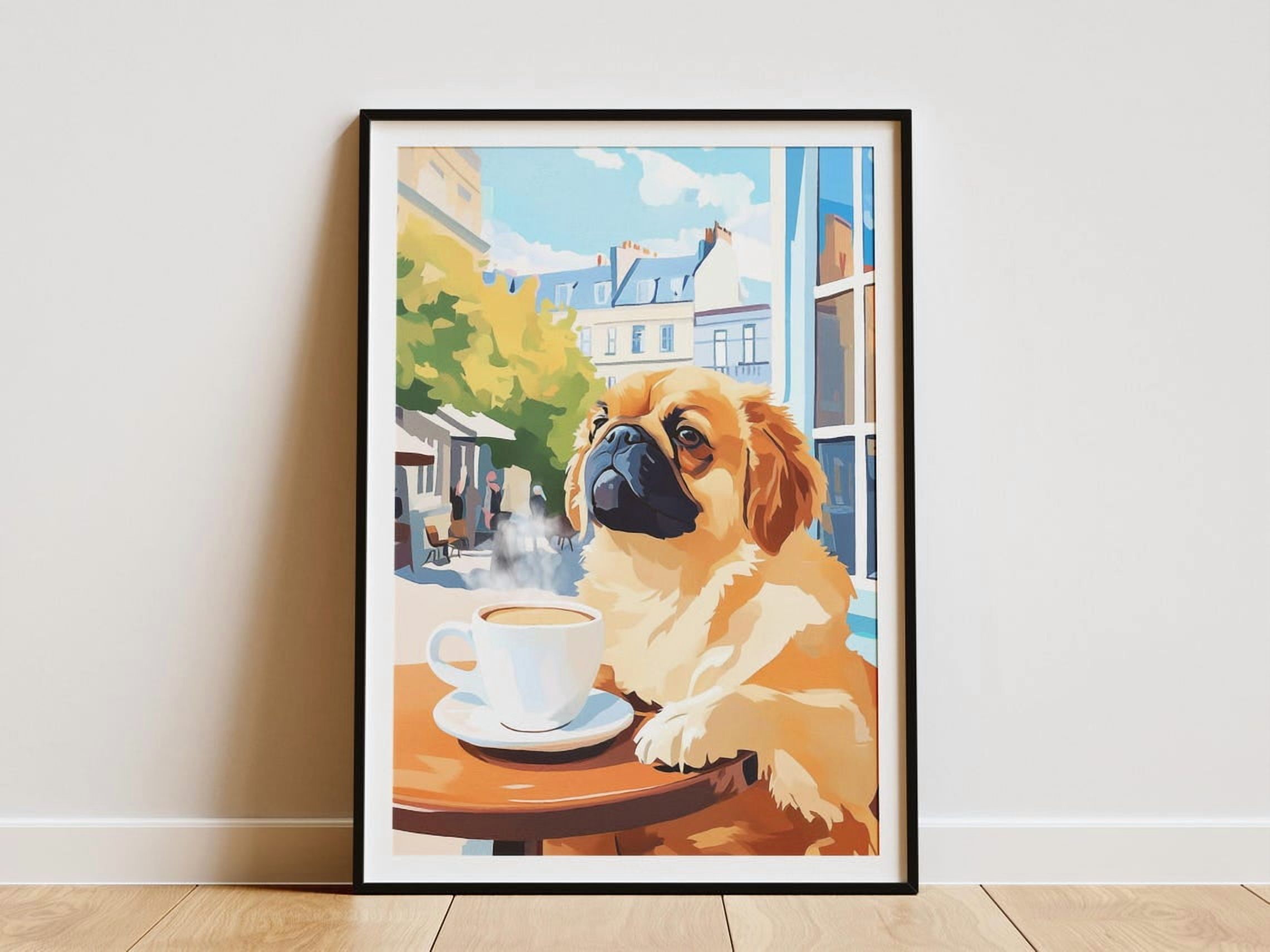 Modroom Pekingese Dog Art Print Cozy Cafe Coffee Poster Style Wall Art ...
