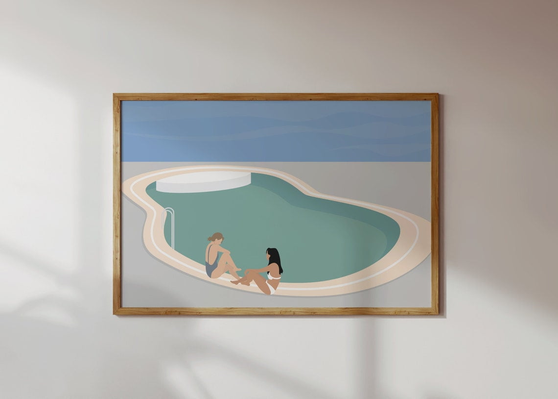 Modroom People At Swimming Pool Poster, Summer Girls Wall Poster ...