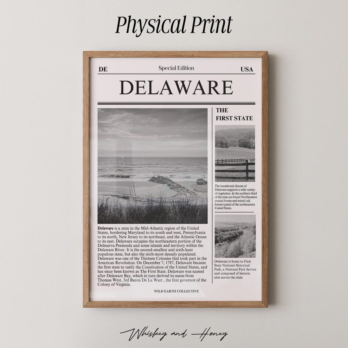 Modroom Physical Print| Delaware State Art Poster | Newspaper Art ...