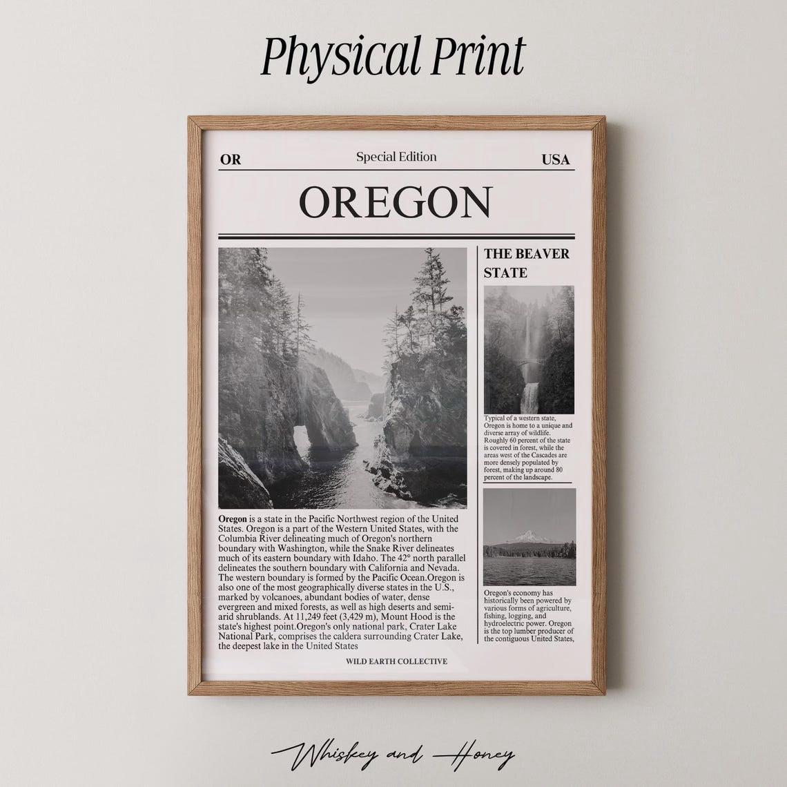 Modroom Physical Print| Oregon State Art Poster | Newspaper Art | Black ...