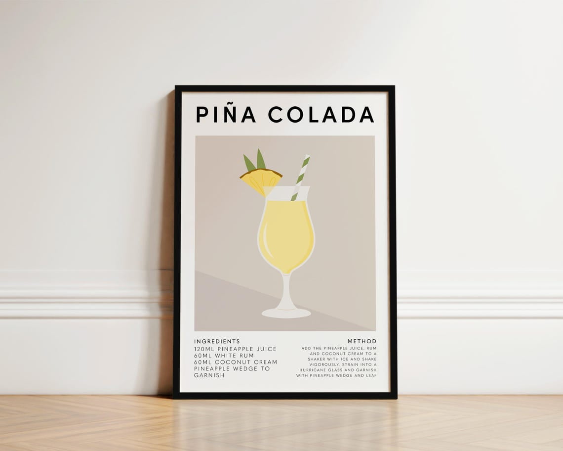 Modroom Pina Colada Print, Cocktail Print, Kitchen Print, Pina Colada ...
