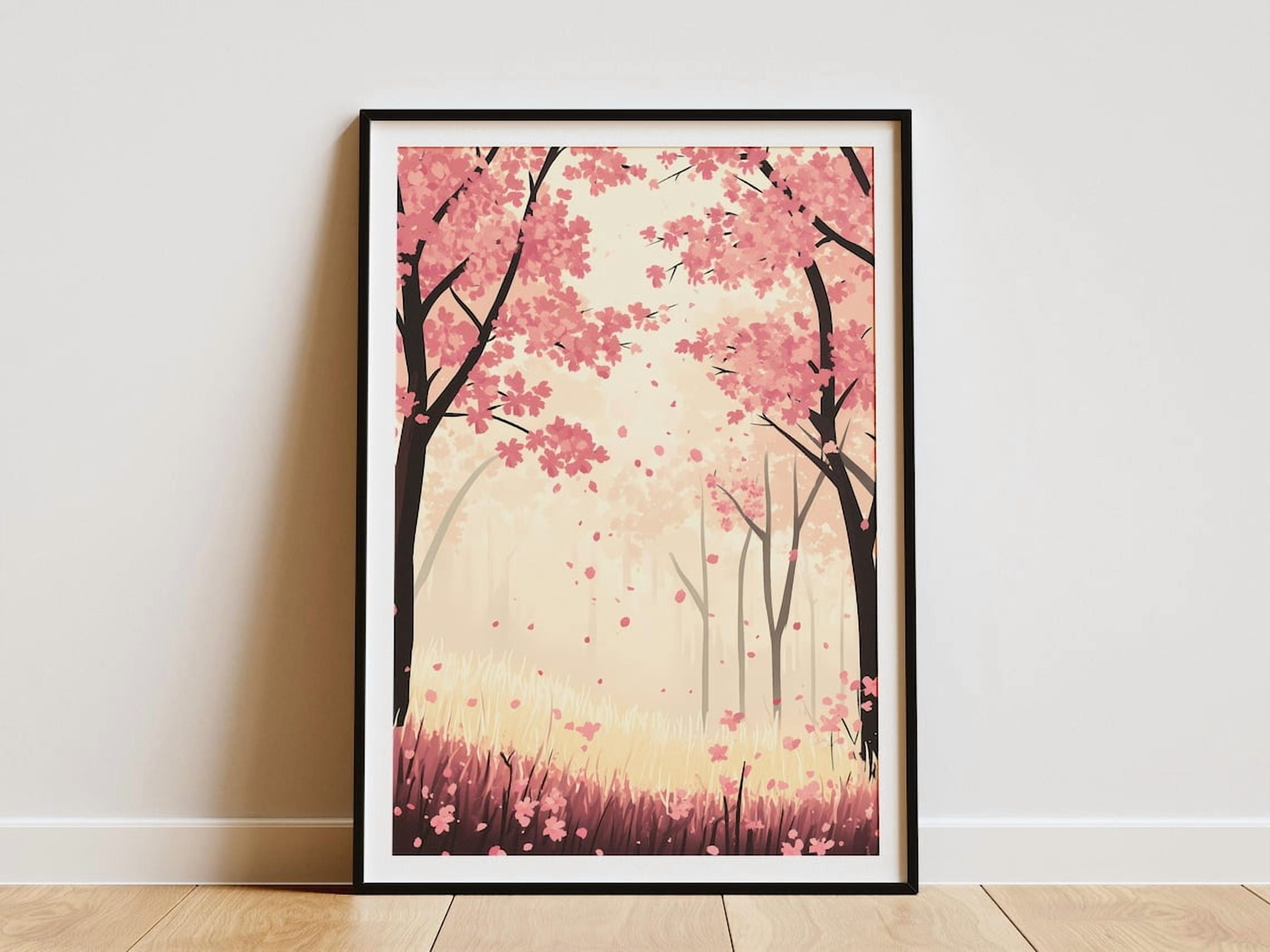 Modroom Pink Cherry Blossoms Spring Tree Poster Japanese Floral Art ...